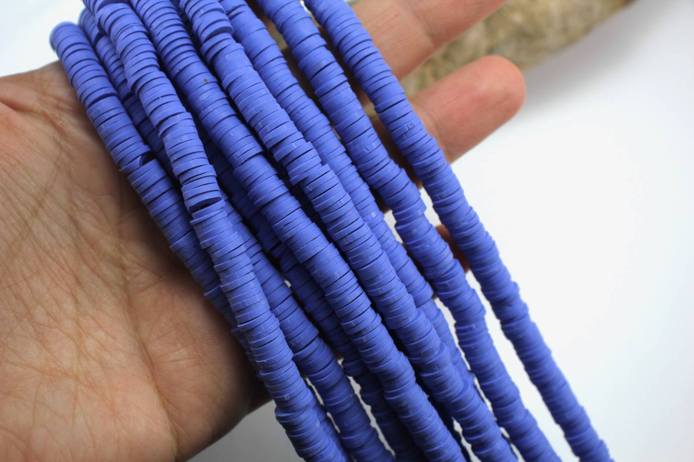 6mm Dark Blue Heishi Disc Beads | 6mm Heishi Polymer Clay Beads